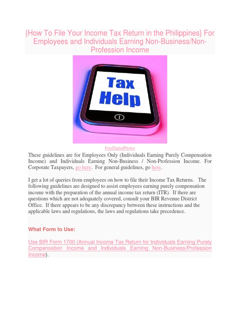 How To File Your Income Tax Return in The Philippines-COMPENSATION ...