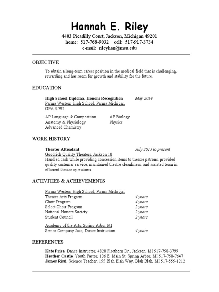 Hannah e - Resume | PDF