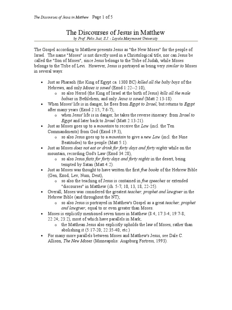 The Discourses of Jesus in Matthew | PDF | Parable | Gospel Of Matthew
