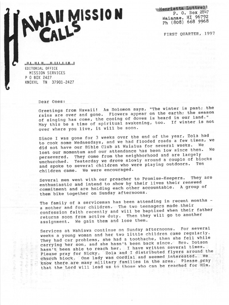 Luttrell Henrietta 1997 Hawaii | PDF | Religion And Belief