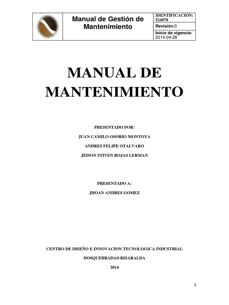 Manual de Mantenimiento | PDF | Planificación | Calidad (comercial)