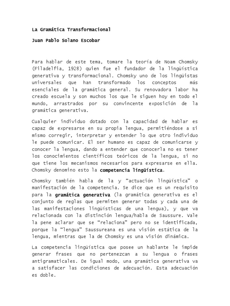 La Gramática Transformacional | PDF | Noam Chomsky | Lingüística