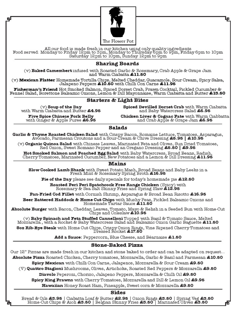 Flower Pot Menu | Download Free PDF | French Fries | Salad