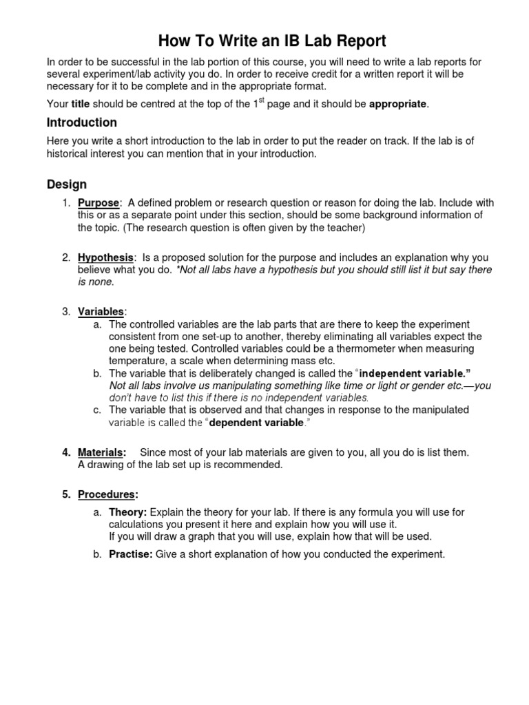 How To Write An IB Lab Report | PDF | Experiment | Data