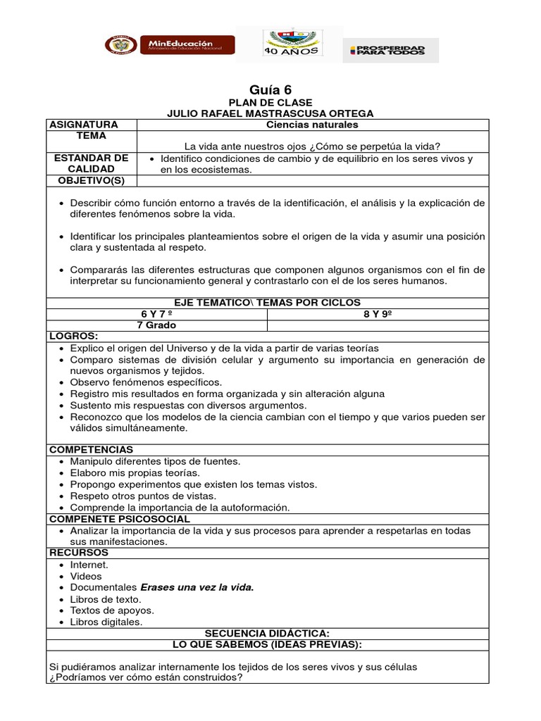 Guia de Ciencias Nat. 7. Grado | PDF | Organismos | Reproducción