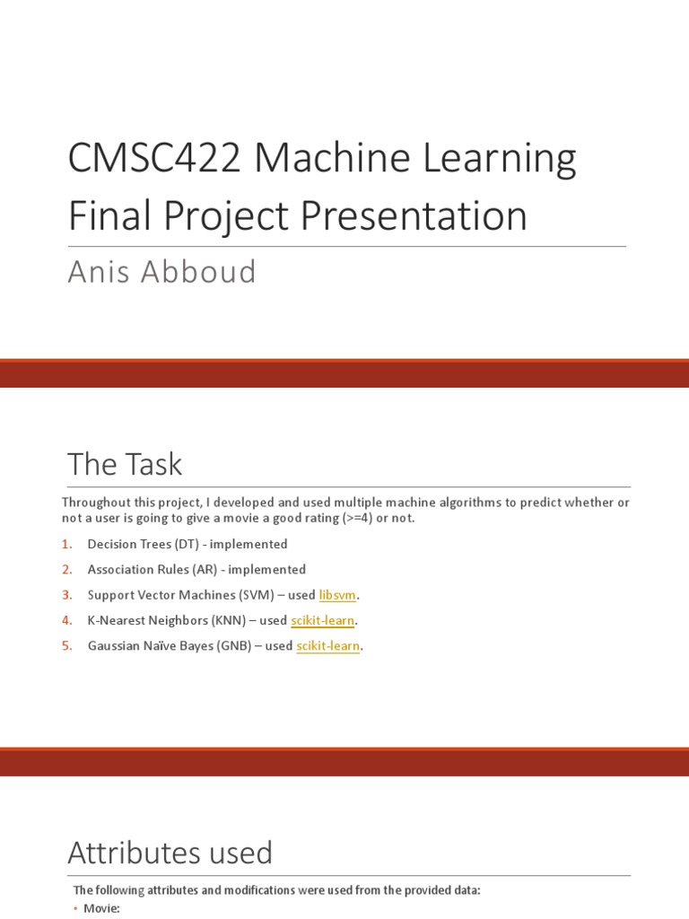 CMSC422 Project Presentation | PDF | Statistical Classification ...