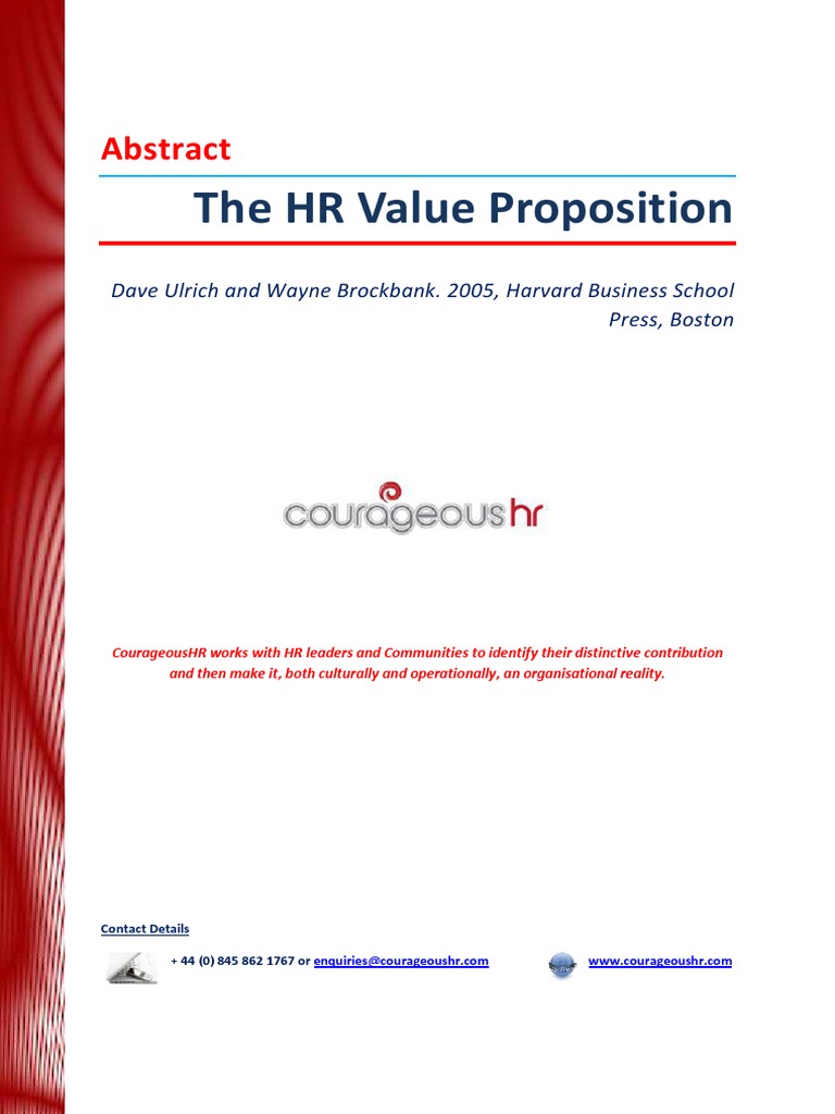 HR Value Proposition | PDF | Competence (Human Resources) | Business