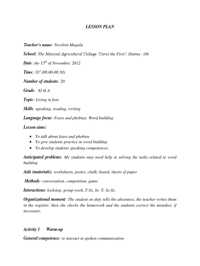 Lesson Plan Xii | Download Free PDF | Phobia | Conversation Lesson Plan Xii | Download Free PDF | Phobia | Conversation