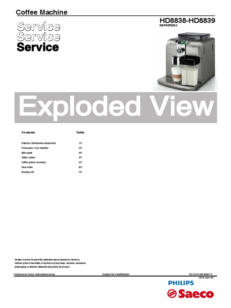 HD8838 - 8839 (SM) | PDF | Machines | Equipment