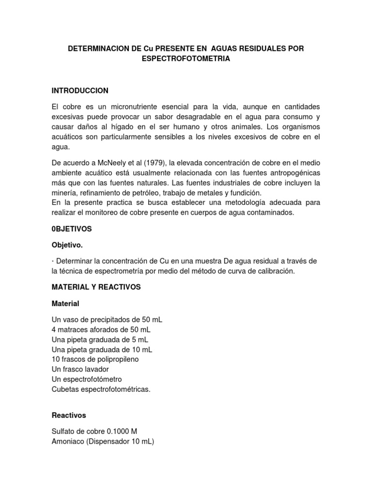 Practica de Determinación de Cobre | PDF | Cobre | Amoníaco