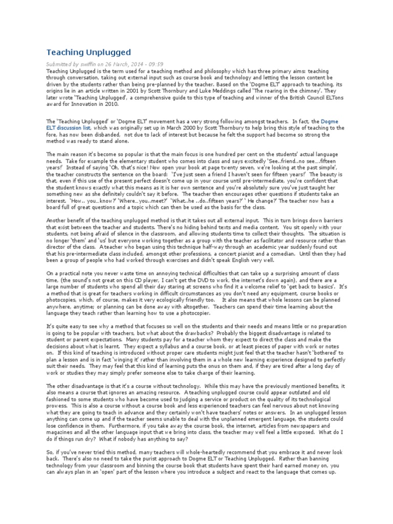 Teaching Unplugged | PDF | Vocabulary | Idiom