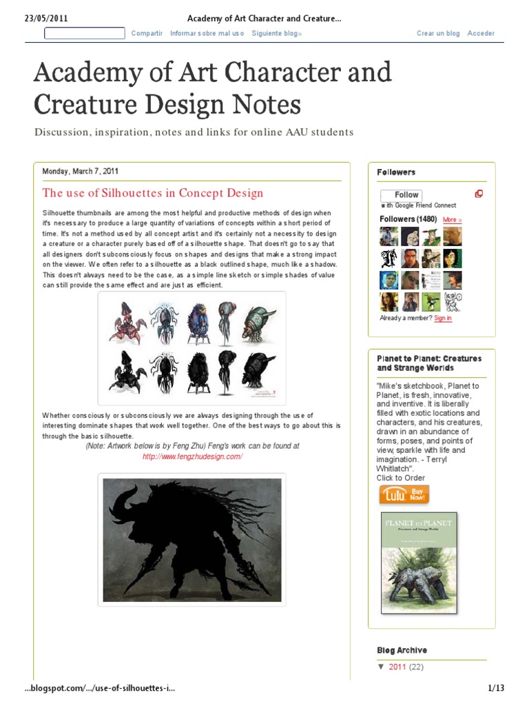 Academy of Art Character and Creature Design Notes - The Use of ...