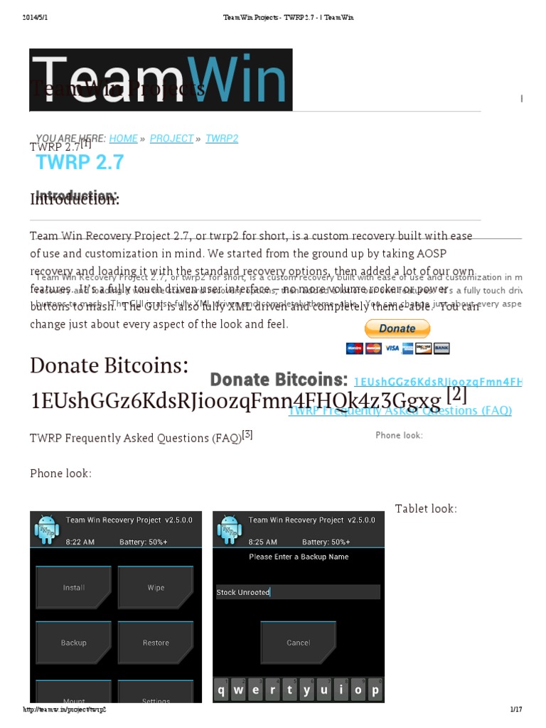 TeamWin Projects - TWRP 2 | Download Free PDF | Android (Operating System) | Backup