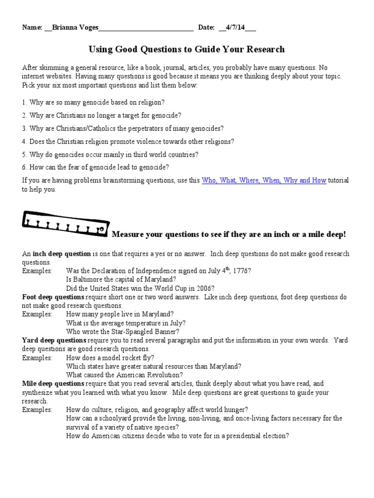 Using Good Questions To Guide Your Research 3 | PDF | Genocides | Cognition