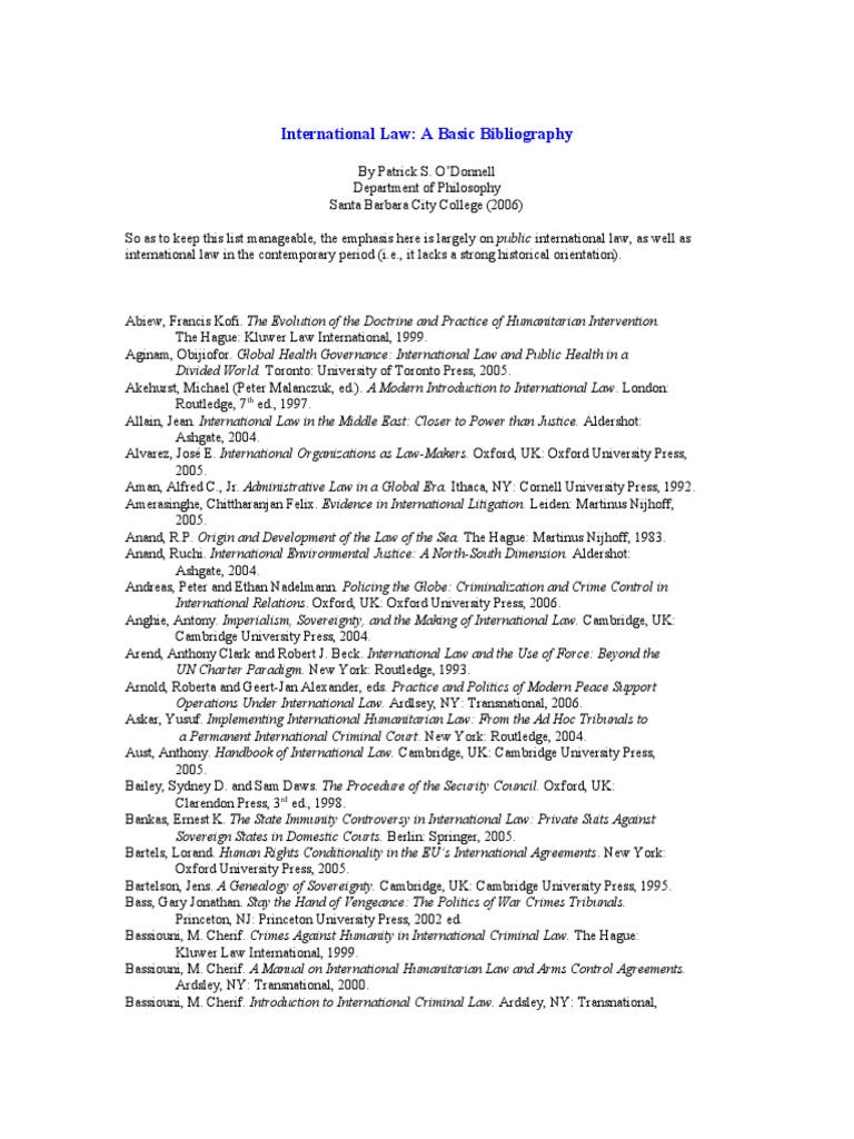 (2006) International Law Bibliography | Download Free PDF | Justice ...