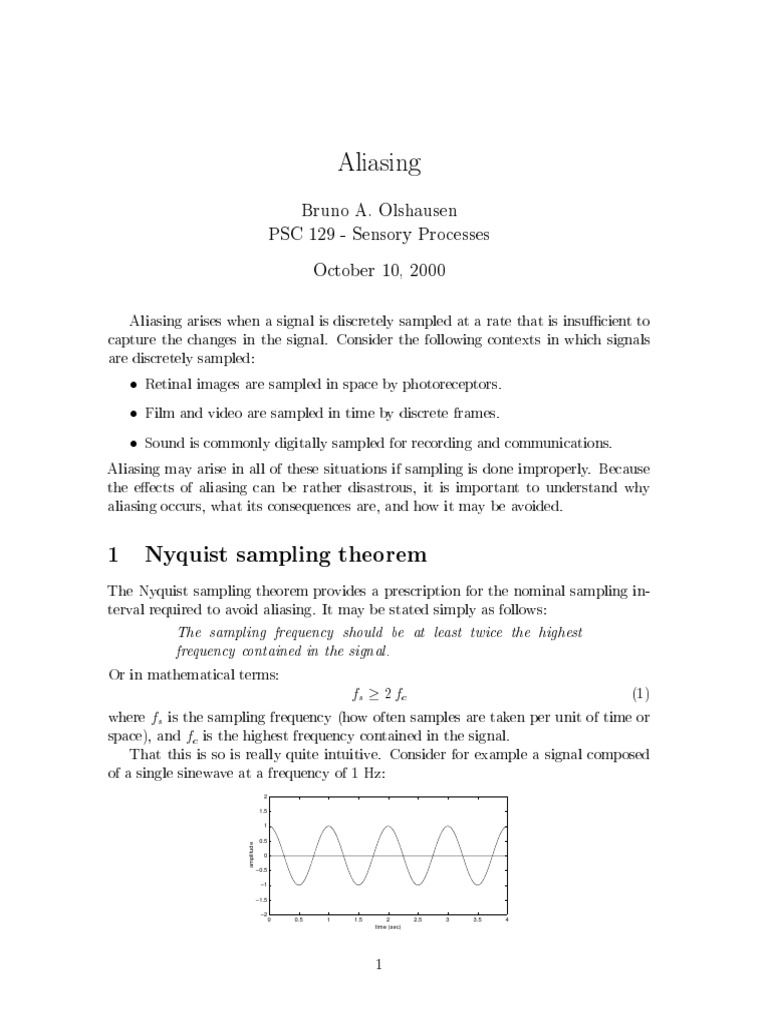 Understanding Aliasing and Nyquist Theorem | PDF