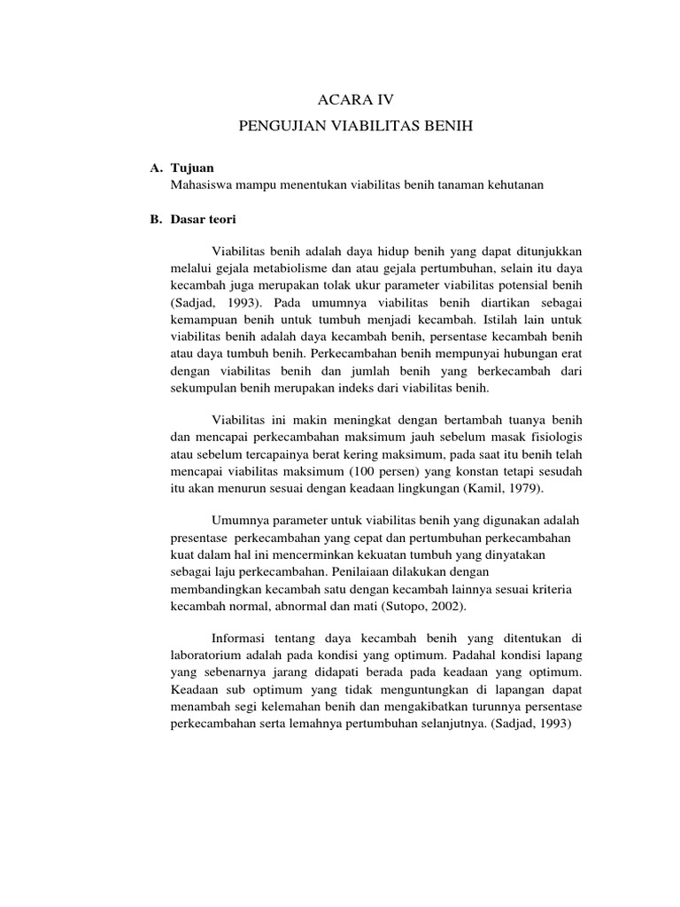 Laporan Viabilitas Benih | PDF