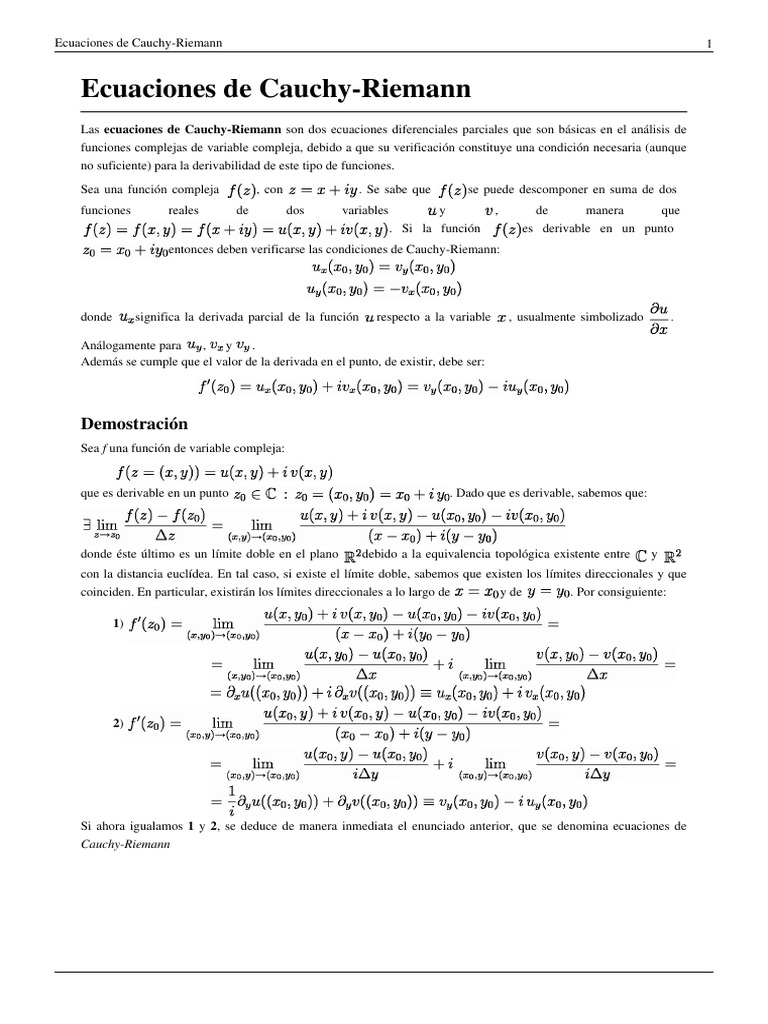 Ecuaciones de Cauchy-Riemann | PDF | Ecuaciones diferenciales | Análisis matemático