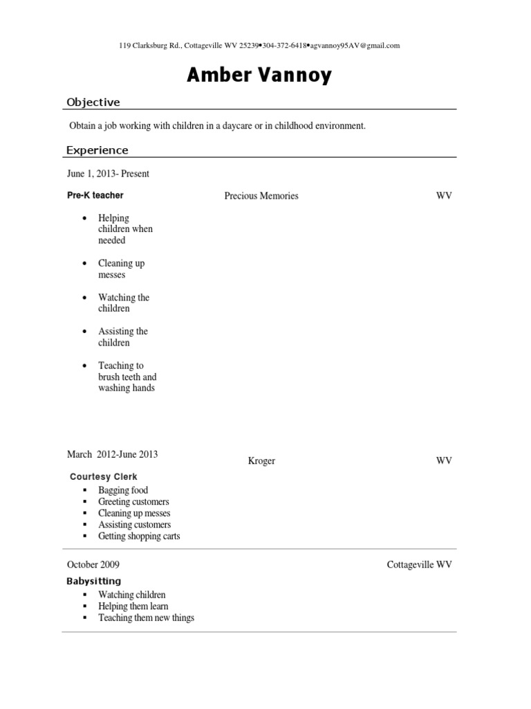 Amber Vannoy Resume | PDF