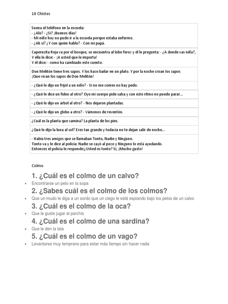 10 Chistes, Refranes y Colmos | PDF