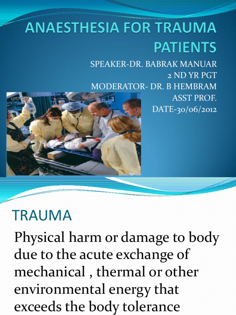 Anaesthesia For Trauma Patients | PDF | Medical Treatments | Medical ...