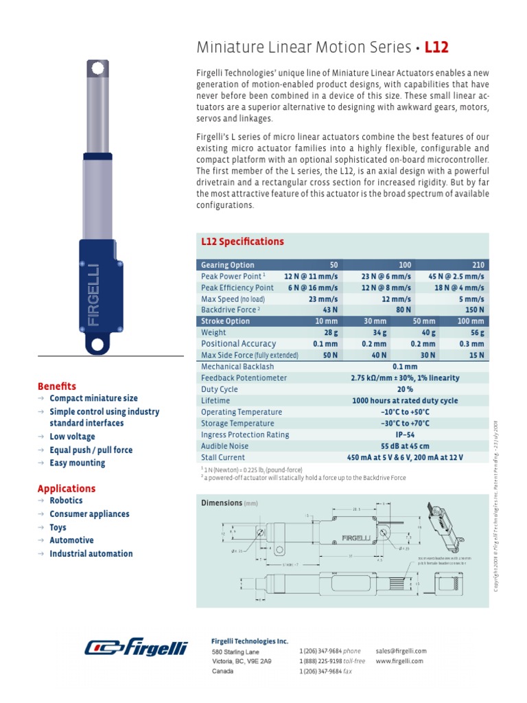 Miniature Linear Motion Series - : L12 Specifications | Download Free ...