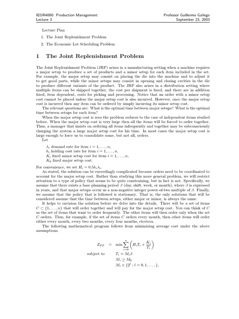 1 The Joint Replenishment Problem | PDF | Inventory | Areas Of Computer Science