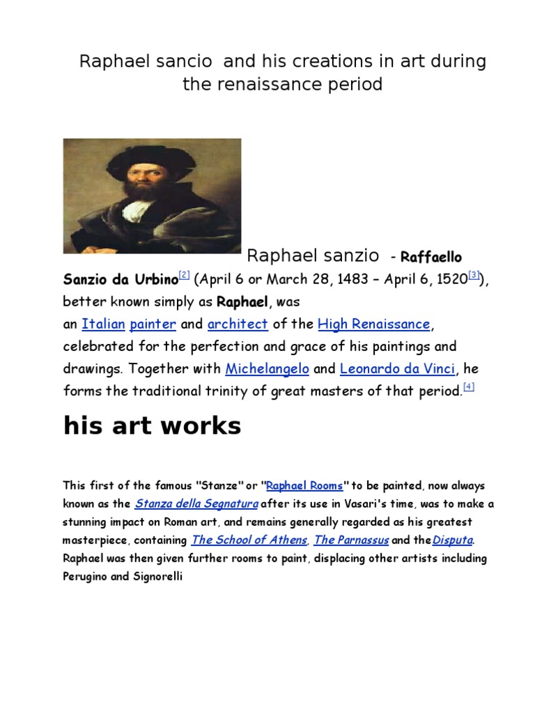Raphael Sancio and His Creations in Art During The Renaissance Period ...