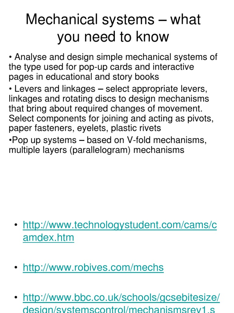 Mechanical Systems - What You Need To Know | PDF | Machines | Classical ...