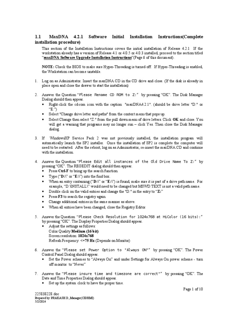 MaxDNA 4.2.1 Installation Instructions Rev.01 | PDF | Computer ...