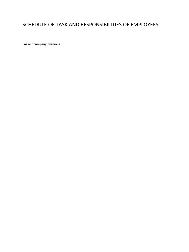 Employee Task and Responsibility Schedule | PDF