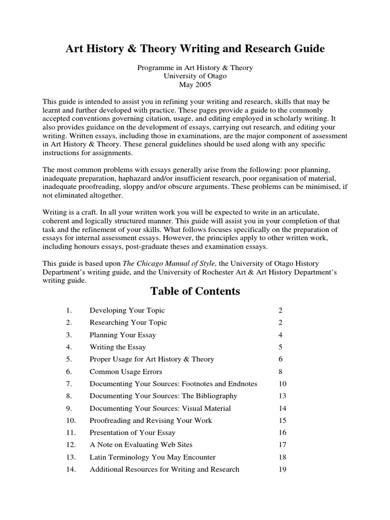 Art History Writing & Research Guide | PDF | Essays | Citation