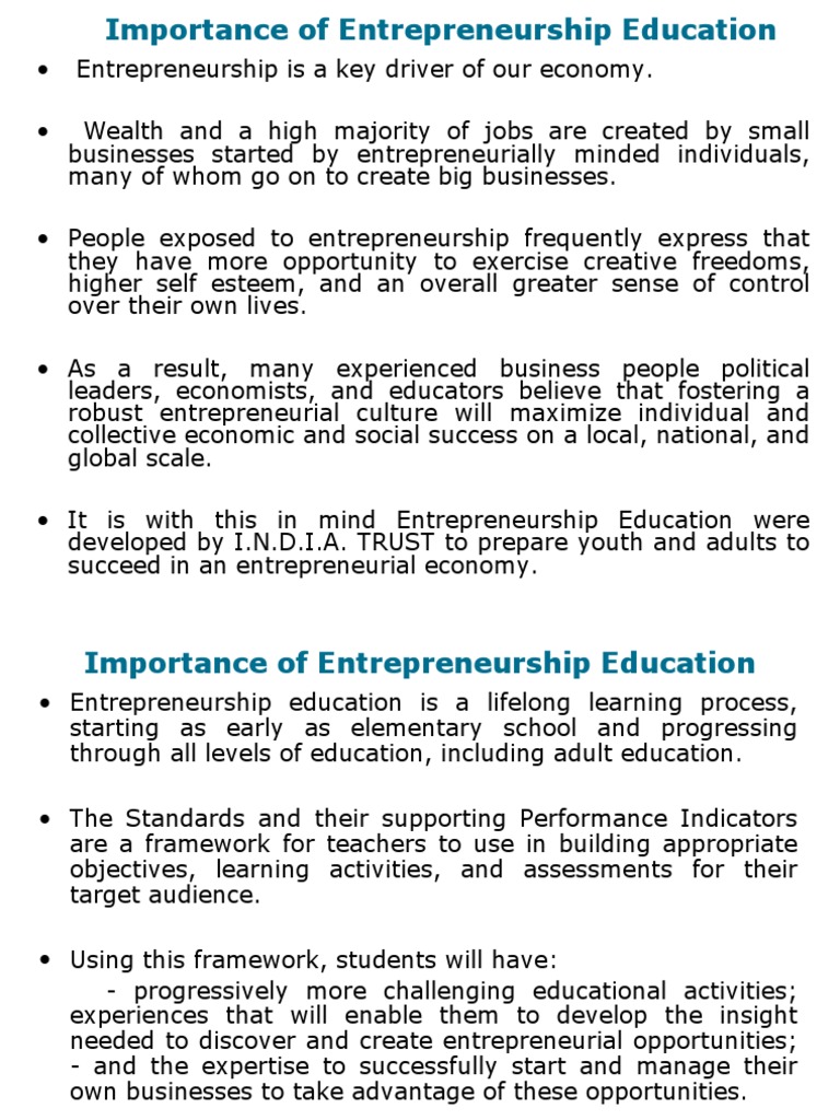 Importance of Entrepreneurship Education Ppt | Entrepreneurship ...
