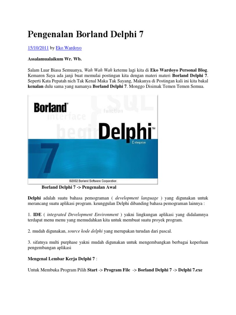 Pengenalan Borland Delphi | PDF