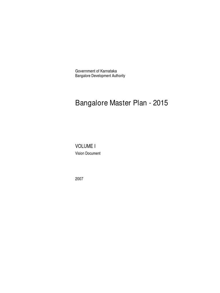 Bangalore Master Plan 2015 Overview | PDF