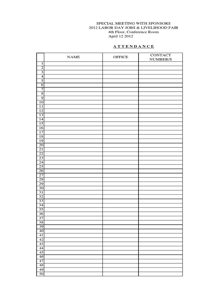 Labor Day Jobs Fair Meeting Attendance | PDF