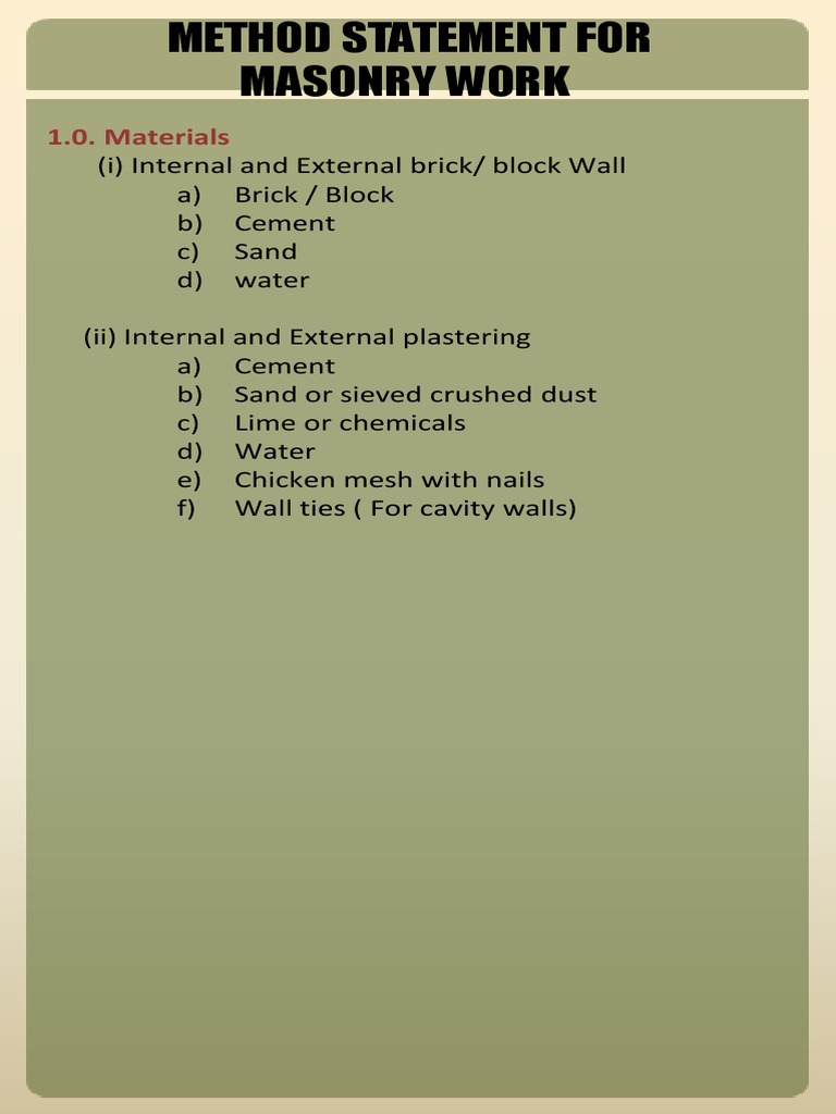 MS For Masonry | PDF | Brick | Masonry
