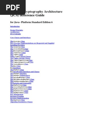 Java Cryptography Architecture Jca Reference Guide Java Cryptography