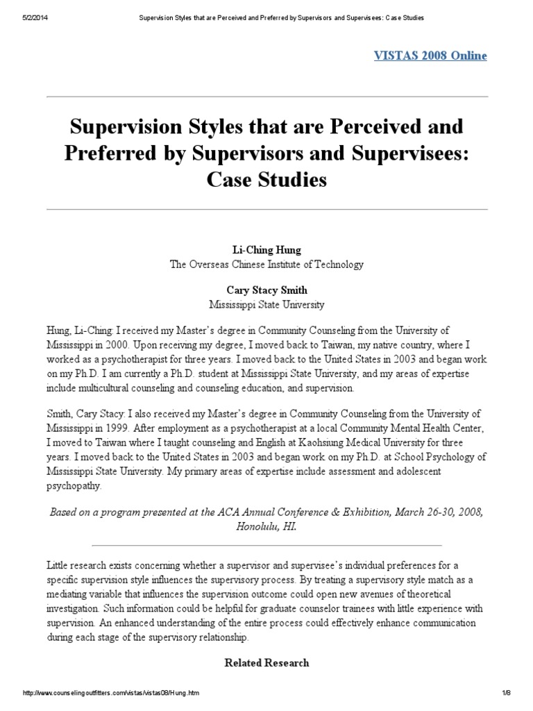 Supervision Styles: Perceptions and Preferences | PDF | School ...