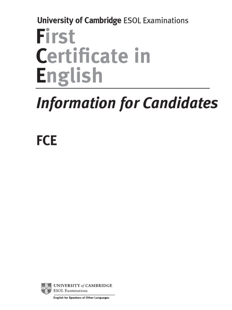 FCE Information For Candidates | PDF
