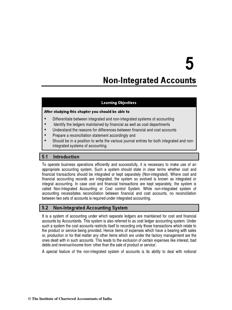 Chapter 5 Non Integrated Accounts | PDF | Debits And Credits | Cost Of ...