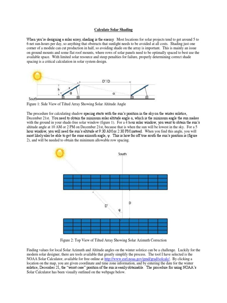Calculate Solar Shading | Sun | Azimuth