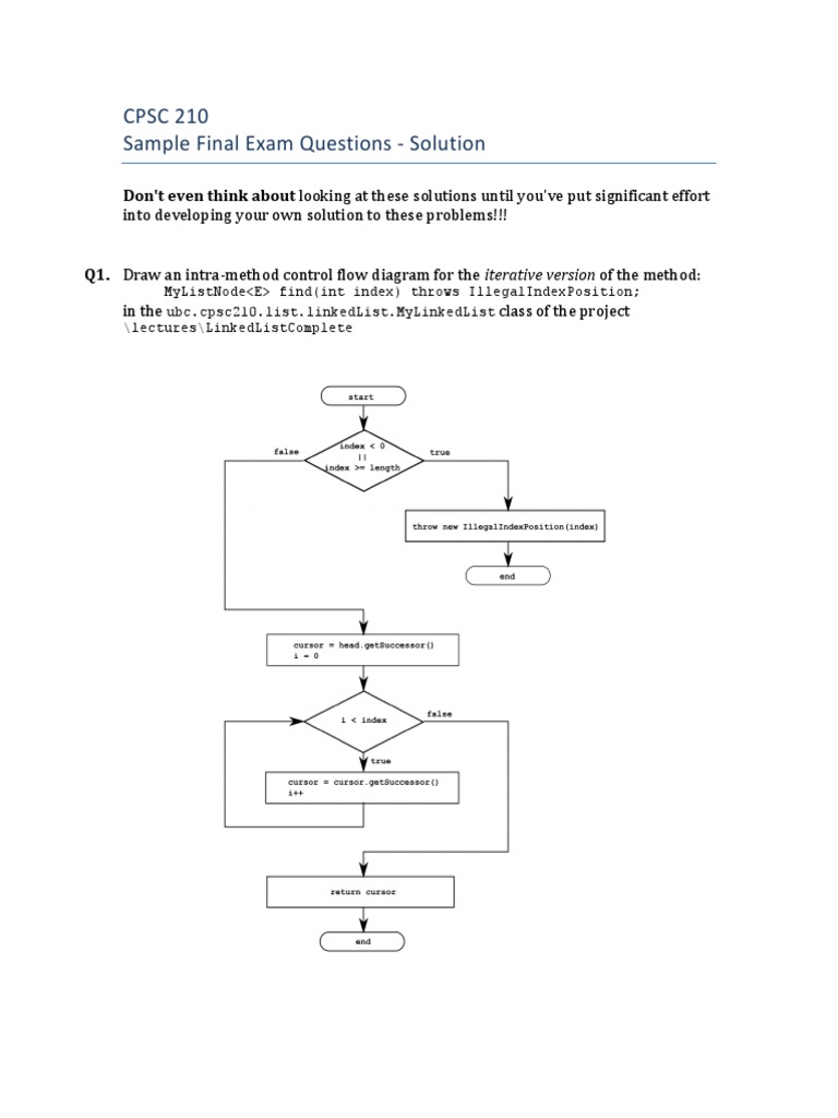 CPSC 210 Sample Final Exam Questions - Solution | PDF | Computer ...
