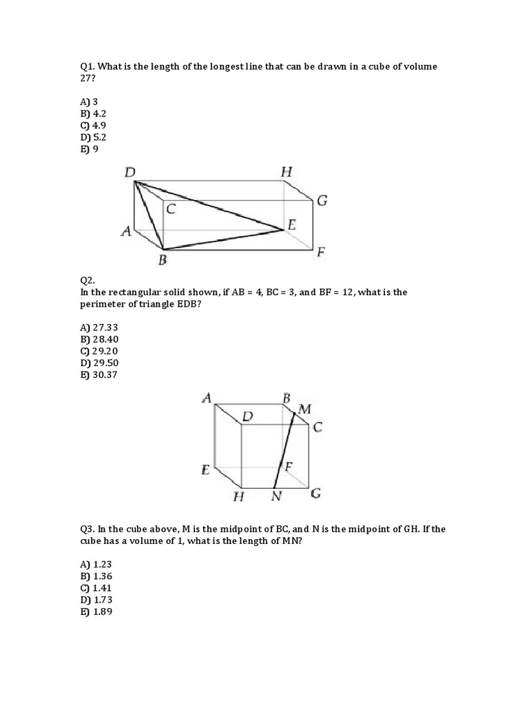 3D Geometry Math Level 2 | PDF