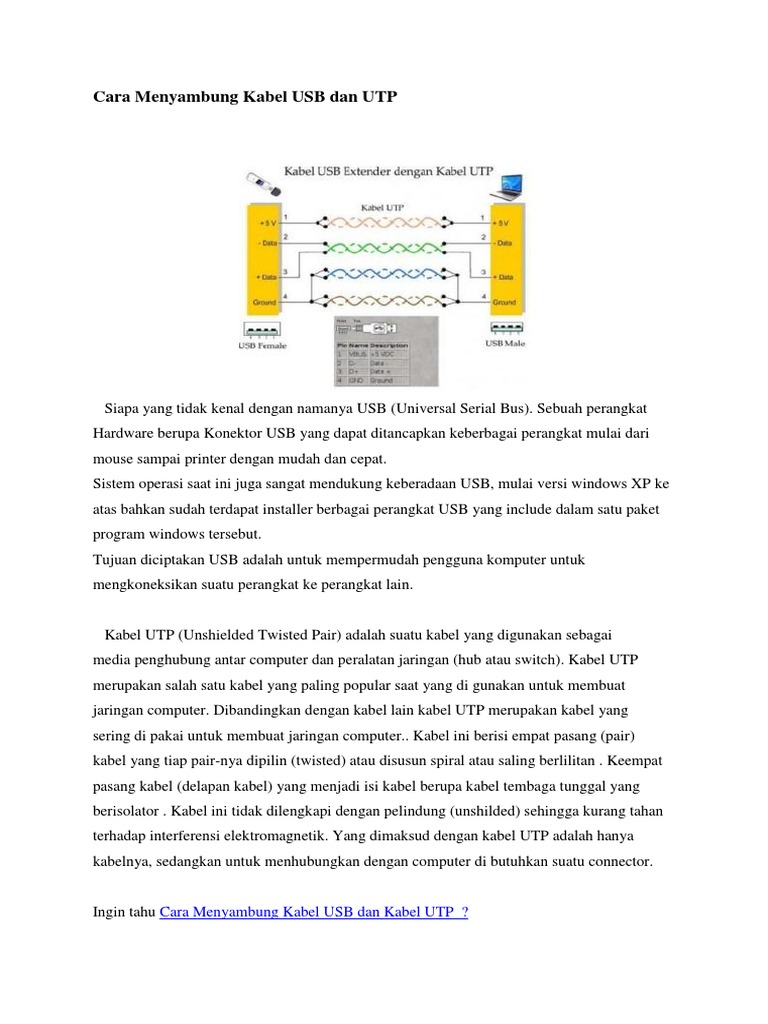 Cara Menyambung Kabel USB Dan UTP | PDF | Sains & Matematika | Komputer