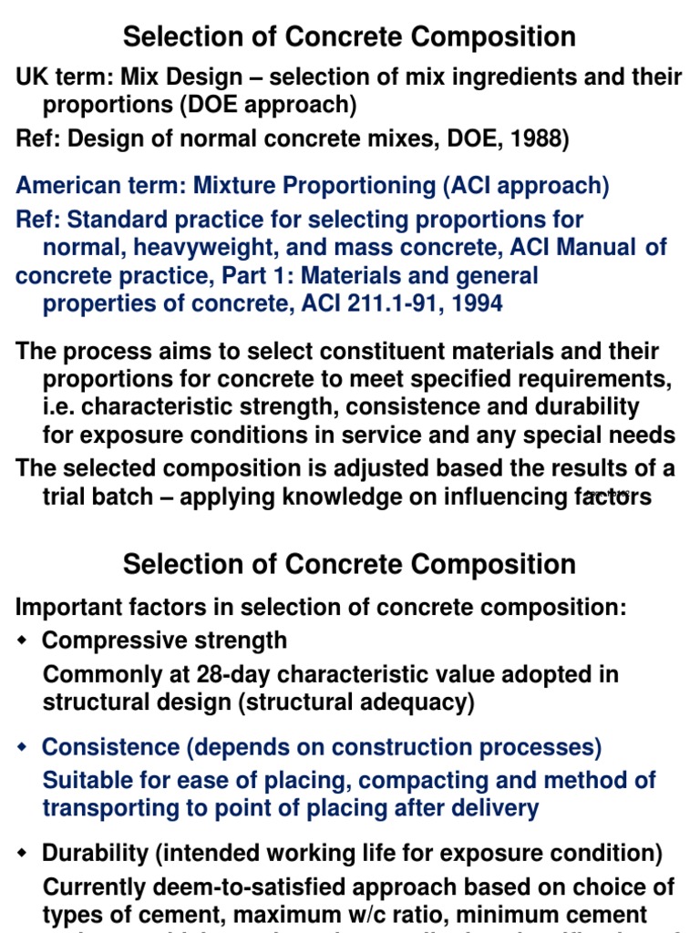 Selection of Concrete Composition | PDF | Concrete | Cement