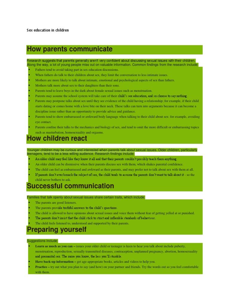 Sex Education in Children | Sex Education | Sexual Intercourse