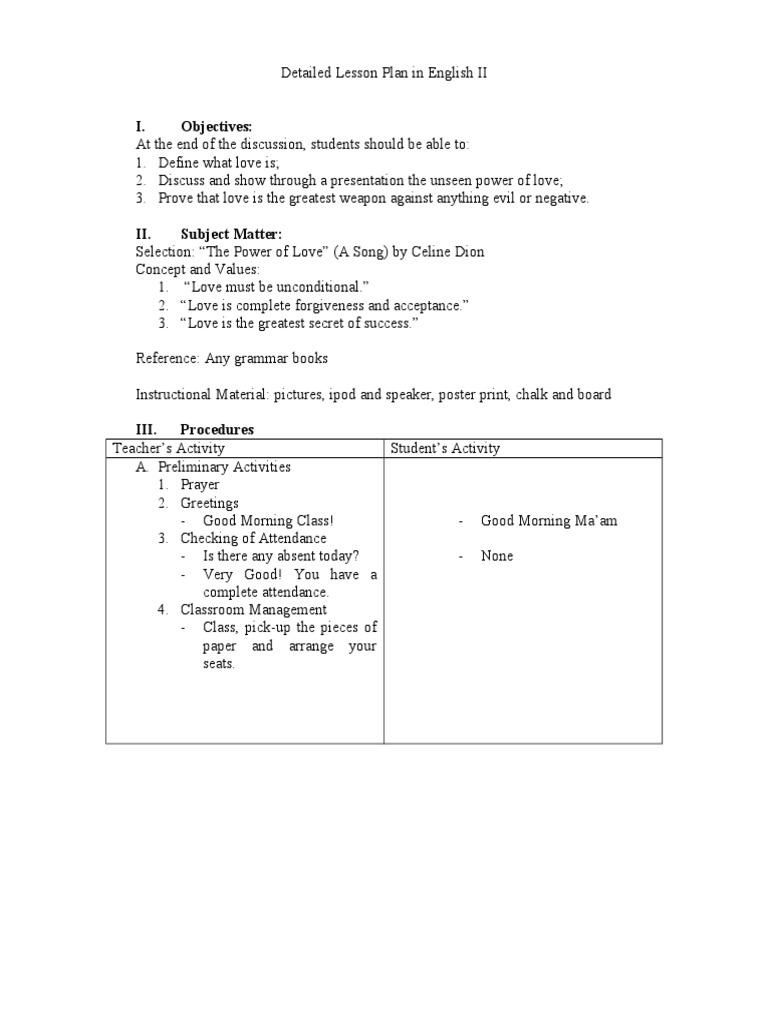Detailed Lesson Plan Esp doc Lesson Plan Psychological Concepts