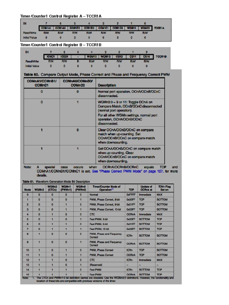 Timer/Counter1 Control Register A - TCCR1A | PDF | Science ...