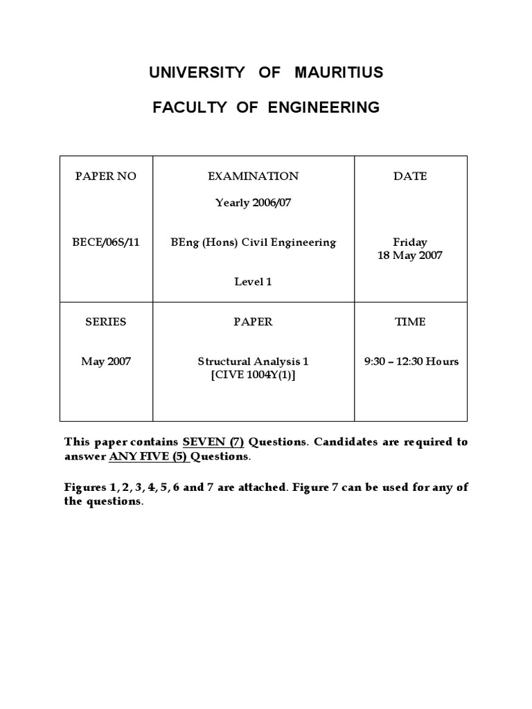 Structural Analysis Exam Papers | PDF | Beam (Structure) | Bending